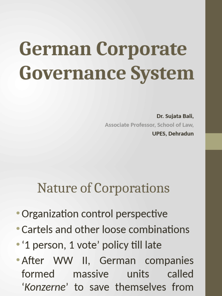 German Corporate Governance System | PDF