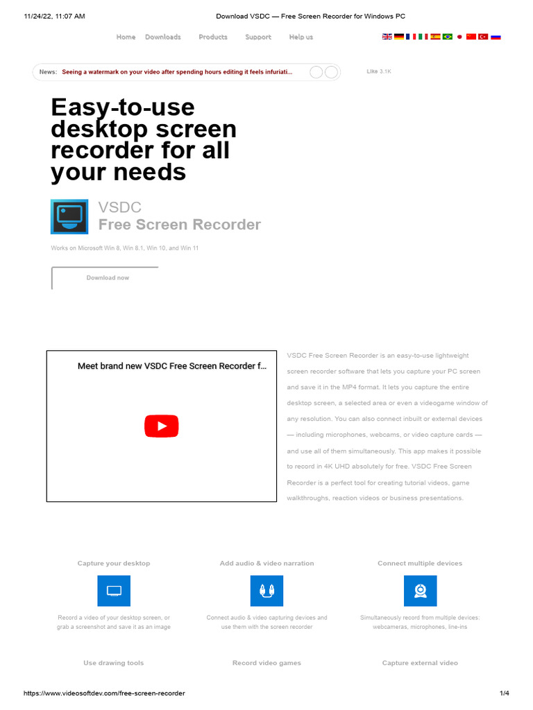 VSDC - Free Screen Recorder For Windows PC | PDF | Video | Windows 8.1