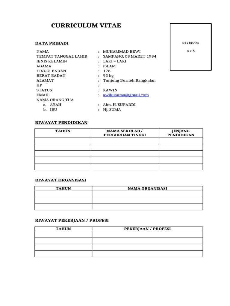 Contoh-Format-CV (Daftar Riwayat Hidup) Calon DPD | PDF