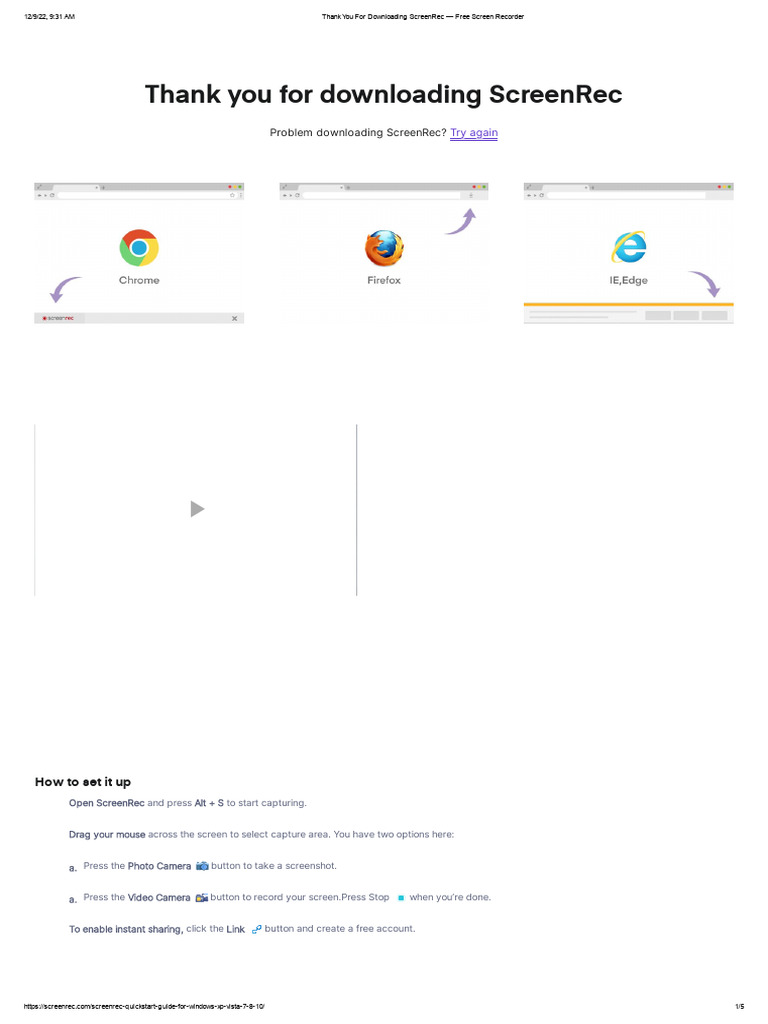 Thank You For Downloading ScreenRec - Free Screen Recorder | PDF ...