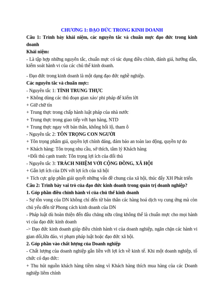 Ôn Tập CK DDKD | PDF