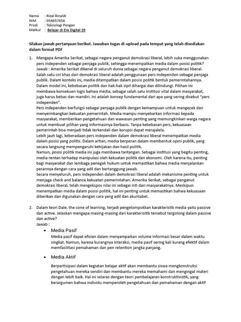 Rizal Rinaldi 054657656 - Tugas 2. Belajar Di Era Digital | PDF