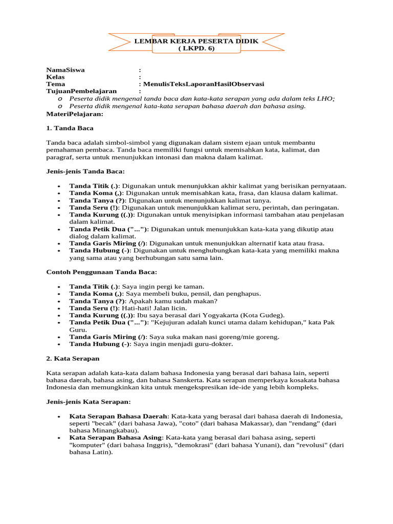 LKPD LHO 6 | PDF