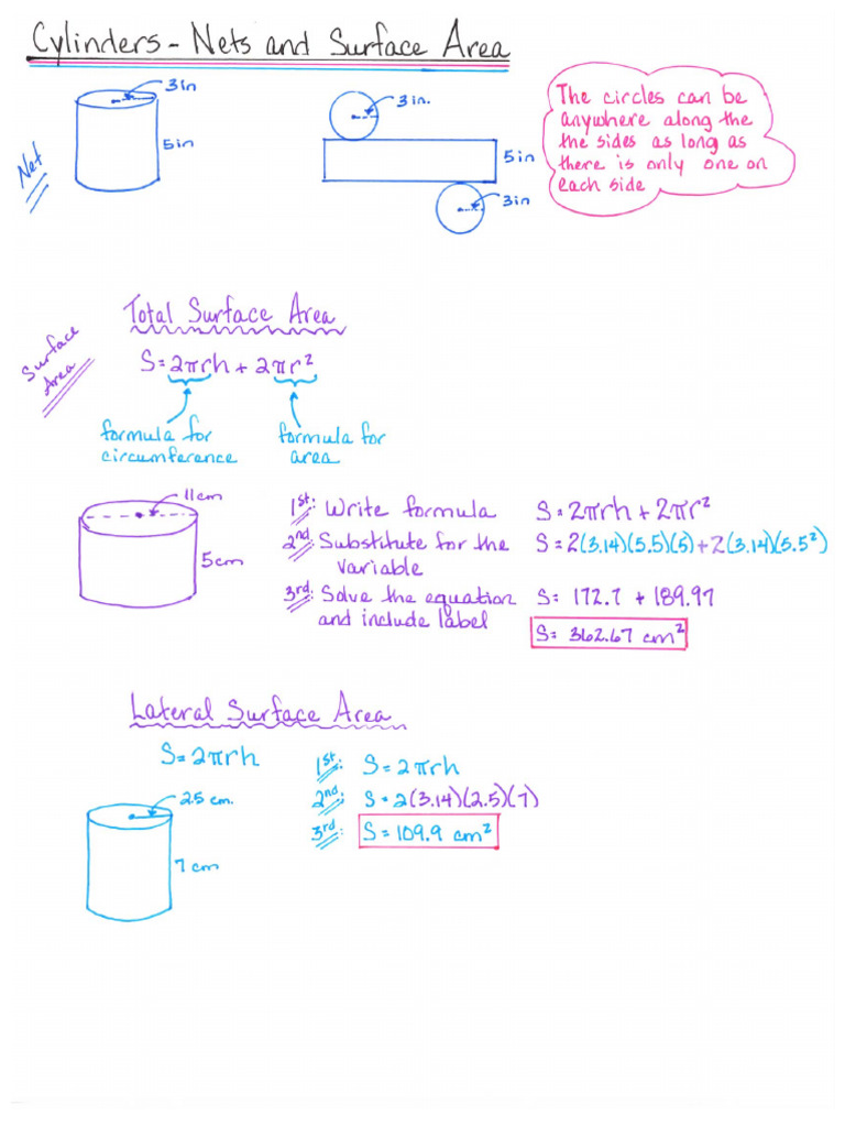 Cylinders - Nets and Surface Area | PDF