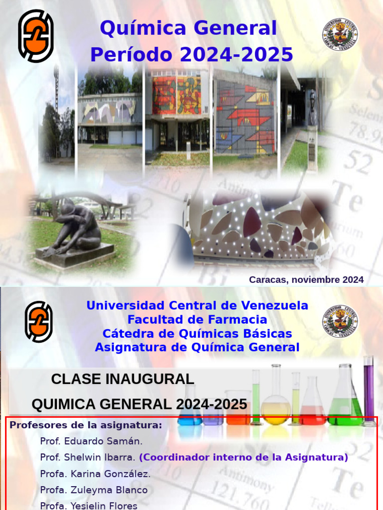 Clase Inaugural TEÓRICA Qca. Gral. 2024-2025 (1) | PDF | Química | Ácido