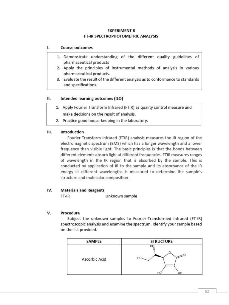 FT-IR Spectrophotometric Analysis Guide | PDF | Infrared Spectroscopy ...