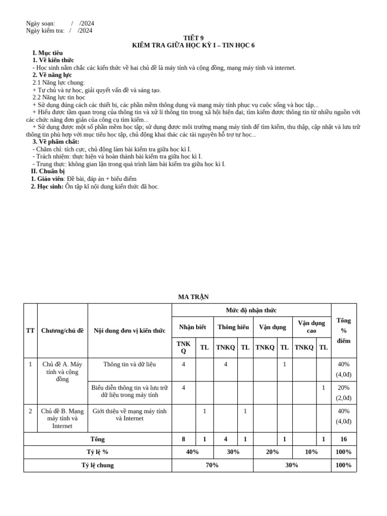 Tiết 9 - Ktgk i Tin 6 | PDF