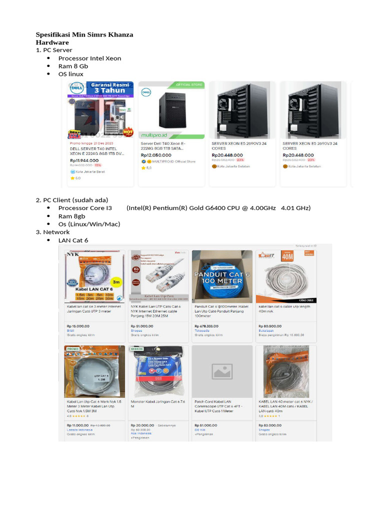 Spesifikasi Min Simrs Khanza | PDF