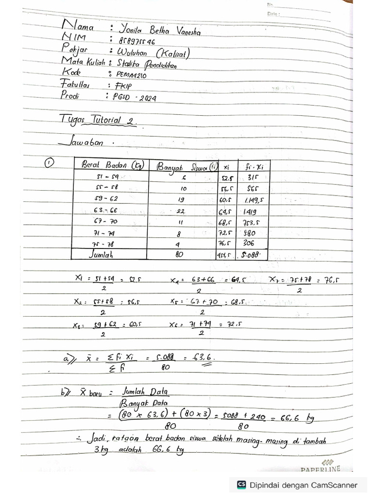TT 2 Stastitika Pendidikan Yonila Betha Vanesha 858975546 | PDF