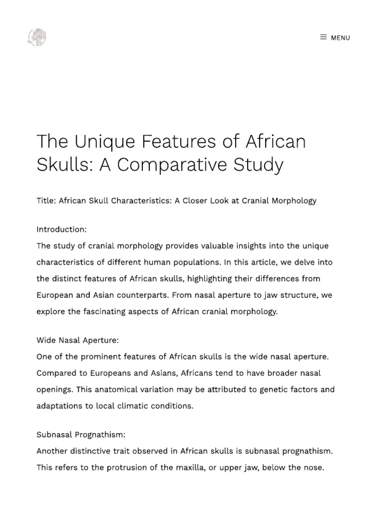 The Unique Features of African Skulls - A Comparative Study - MRCSL | PDF