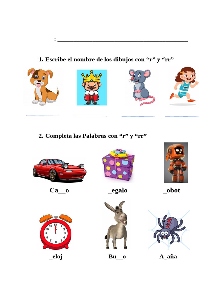 Examen Palabras Con R y RR | PDF