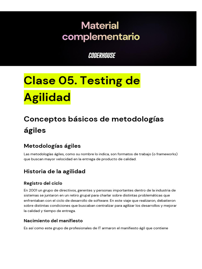 Clase 5 - Testing de Agilidad | PDF | Software | Desarrollo guiado por ...