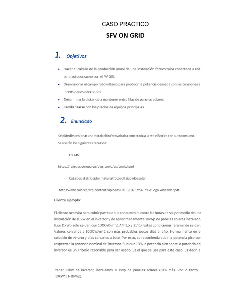 SFV Ongrid Caso Practico Resuelto | PDF | Poder (Física) | Energia electrica