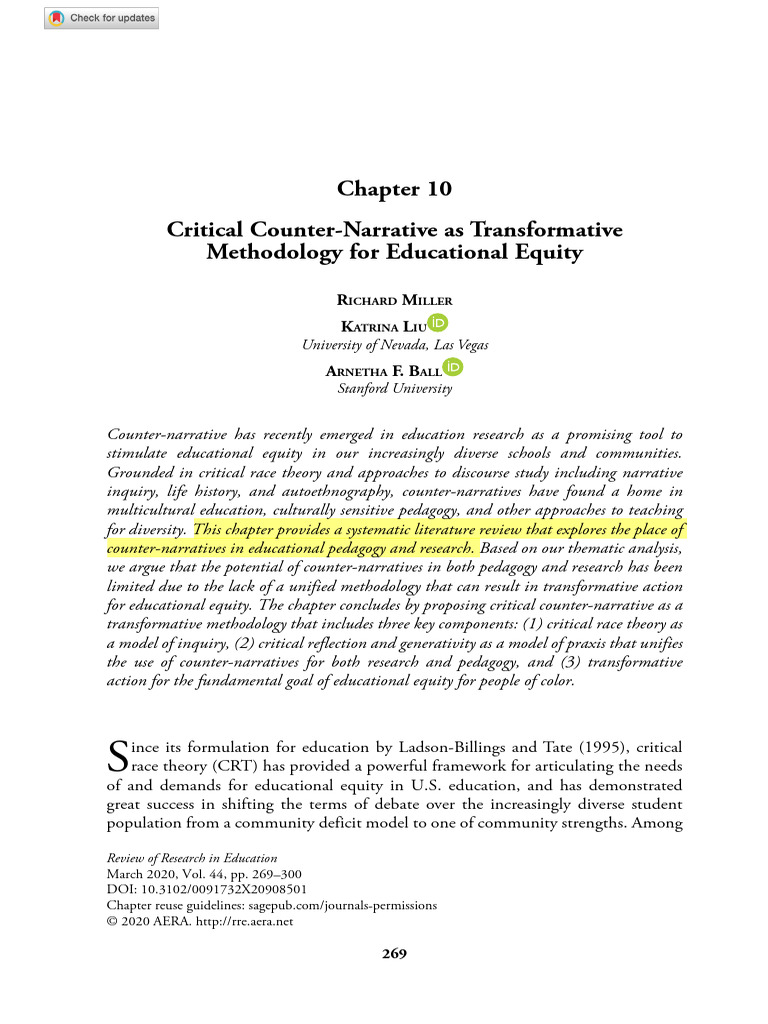 Critical Counter-Narrative for Equity | PDF | Critical Race Theory ...