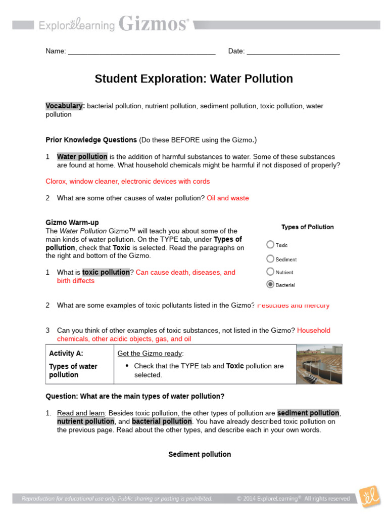 Water Pollution Gizmo 1 | PDF | Water Pollution | Soil