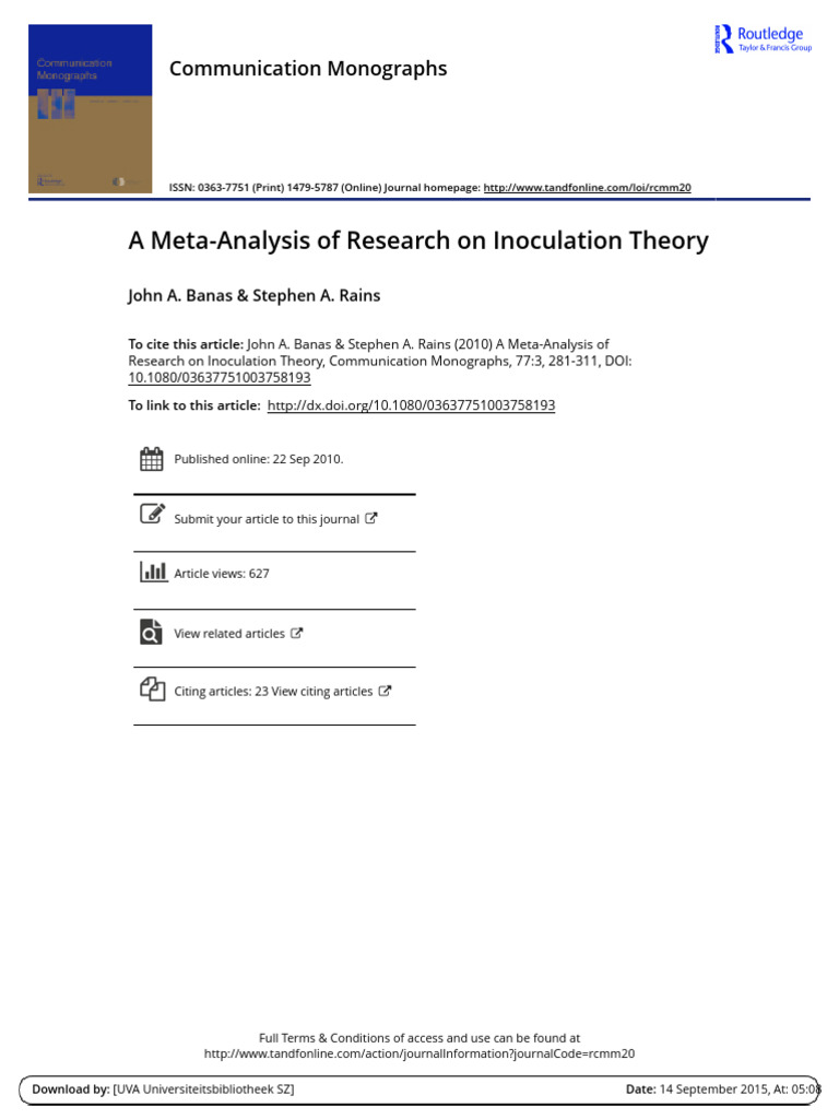 A Meta-Analysis of Research on Inoculation Theory - John A. Banas ...