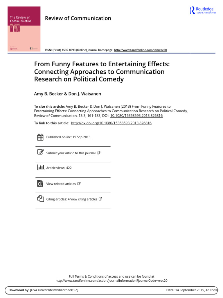 From Funny Features To Entertaining Effects - Amy B. Becker - Don J. Waisanen | PDF | Rhetoric ...