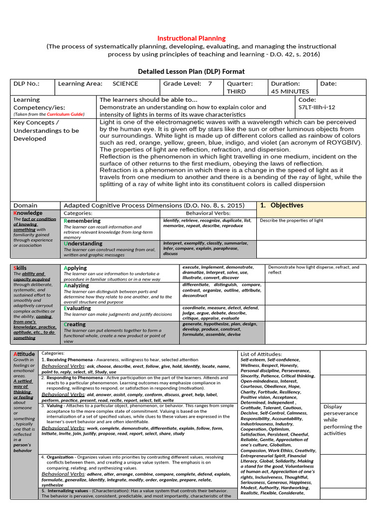 DLP-1 (LIGHT) | PDF | Learning | Educational Assessment