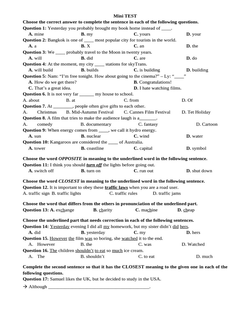 Mini Test Pdf
