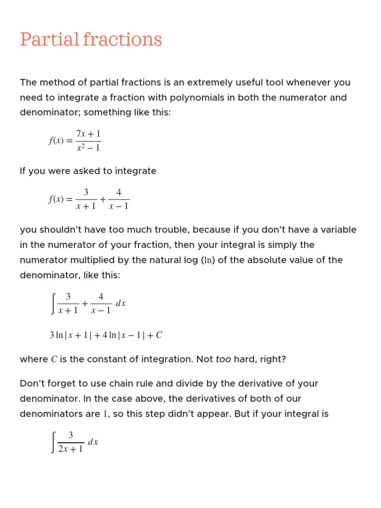 01 Partial Fractions | PDF | Equations | Numerical Analysis