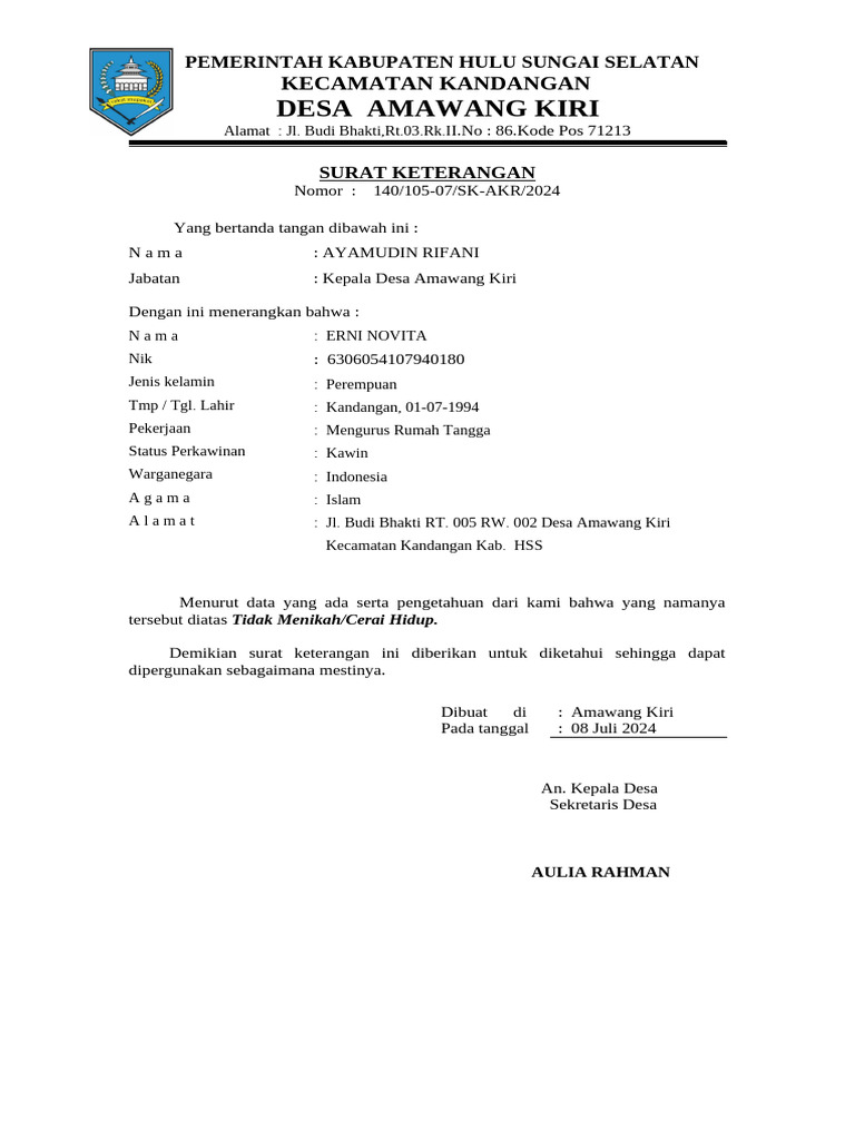 Keterangan JANDA | PDF