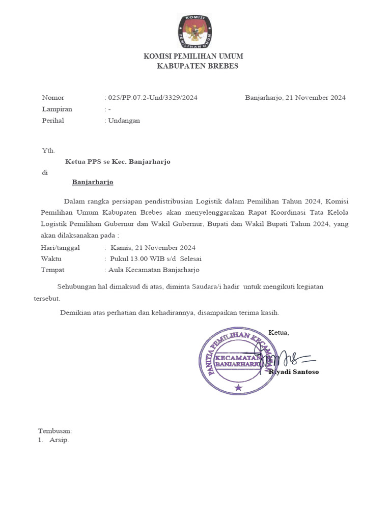 Undangan Rakor Ketua PPS | PDF