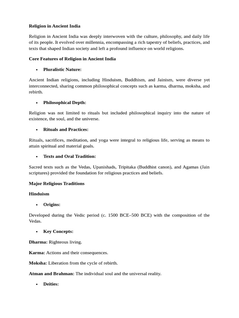 Religion in Ancient India | PDF | Moksha | Vedas