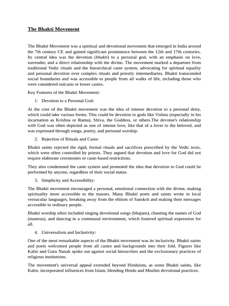 The Bhakti Movement and Sufism | PDF | Bhakti | Bhakti Movement