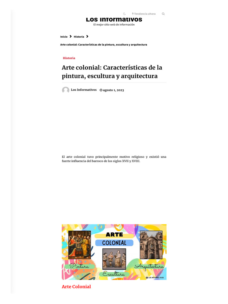 Arte Colonial: Pintura, Escultura y Arquitectura | PDF