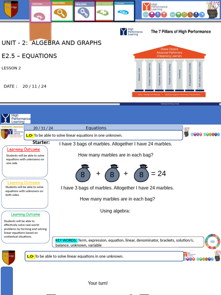 PPT_WB 18.11.24_E2.5 Equations_L2 Solving linear equations in one unknown (3) | PDF | Equations ...