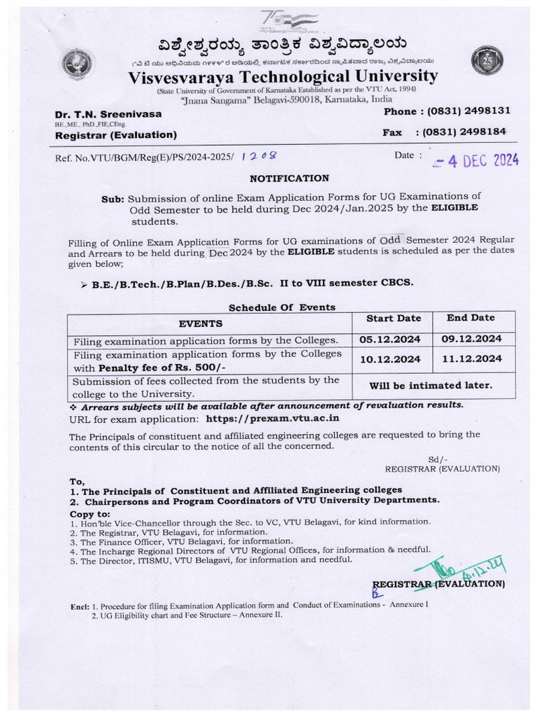 UG II To VIII Sem Exam App. | PDF