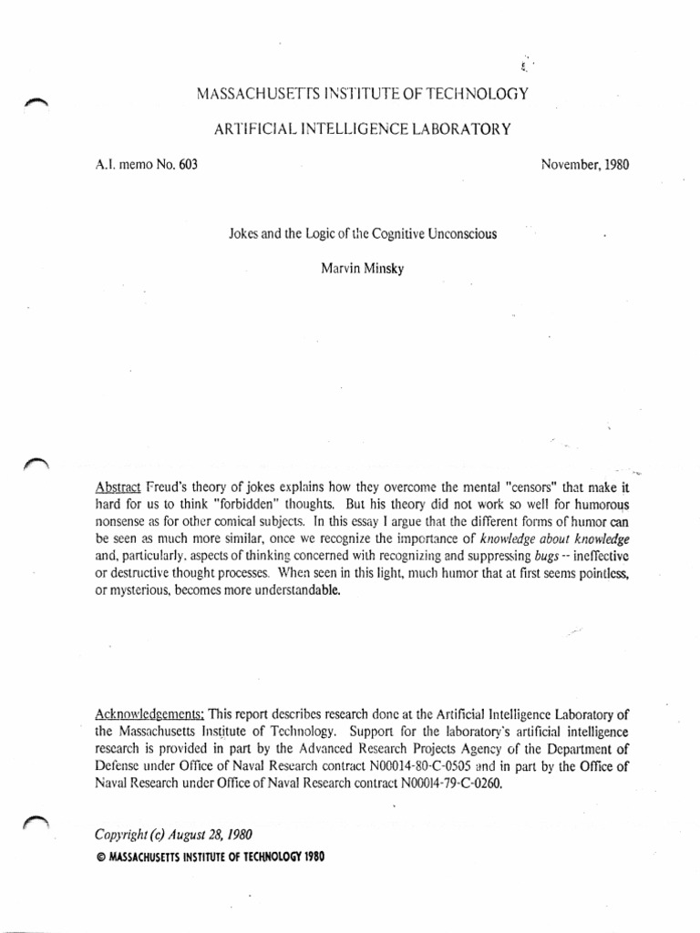 Minsky - Jokes and The Logics of The Cognitive Unconscious | PDF