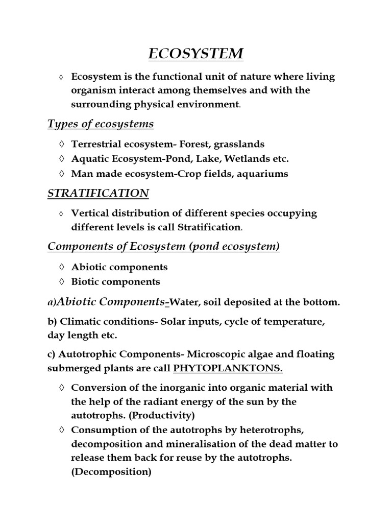 Understanding Ecosystems and Their Dynamics | PDF