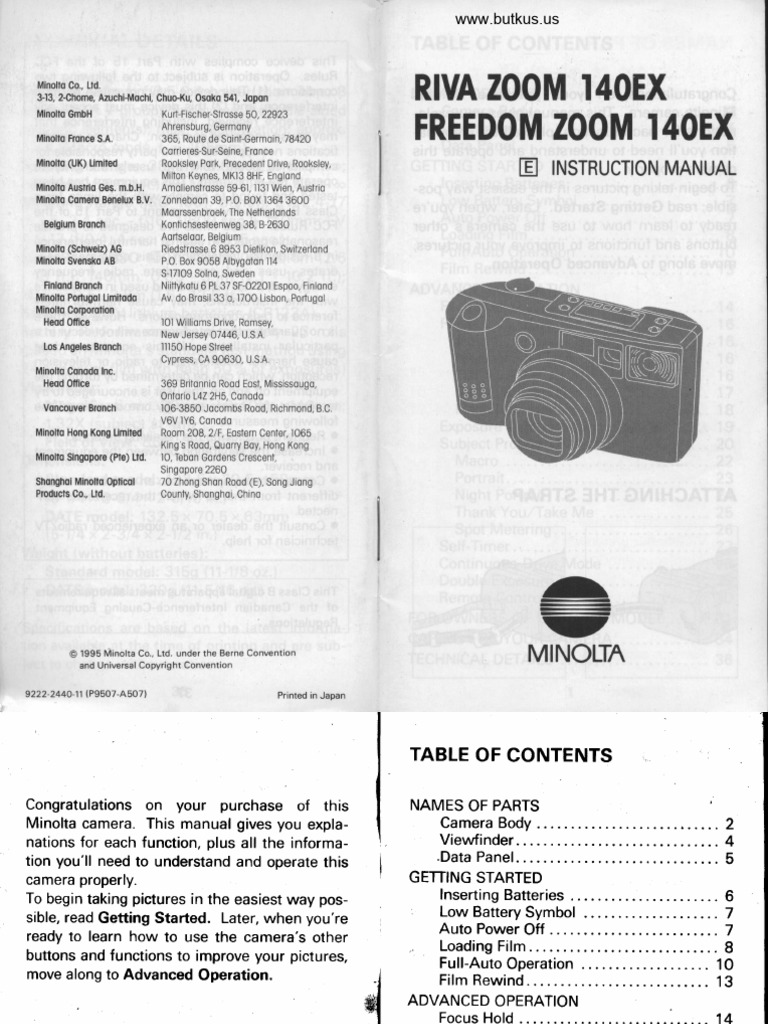 Minolta Riva Zoom 140ex | PDF | Flash (Photography) | Camera