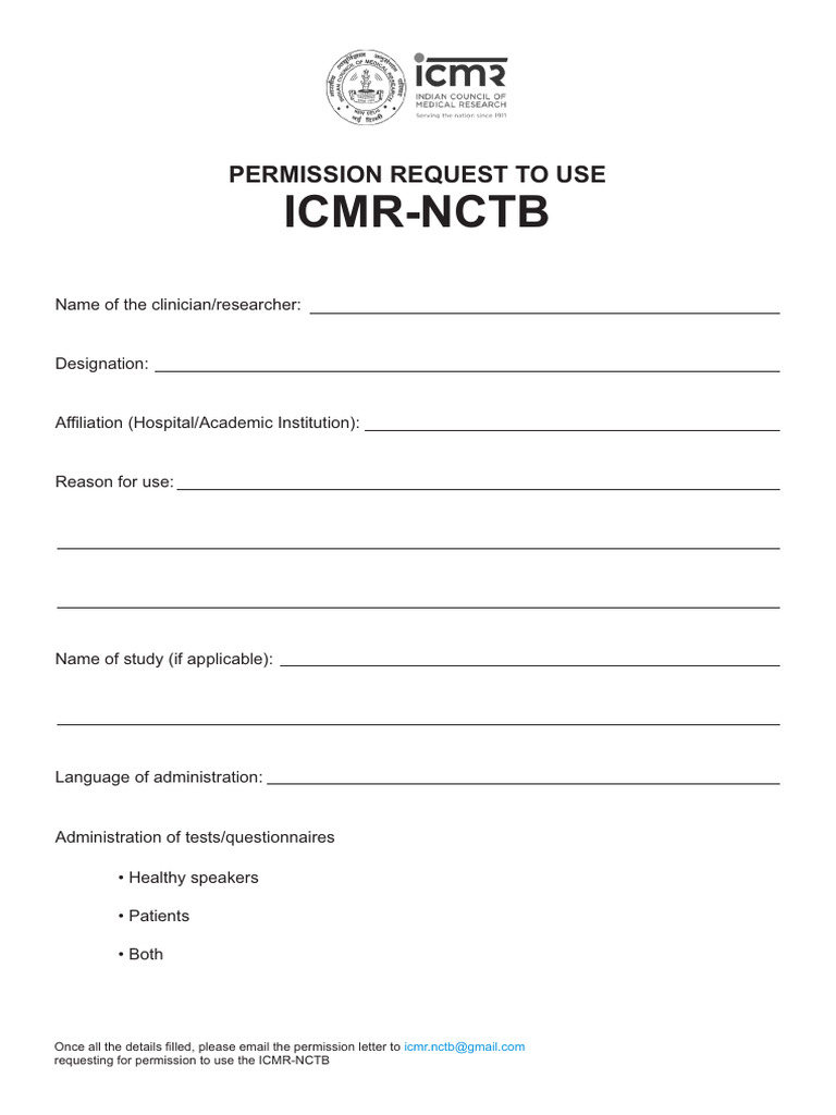 Permission ICMR NCTB | PDF