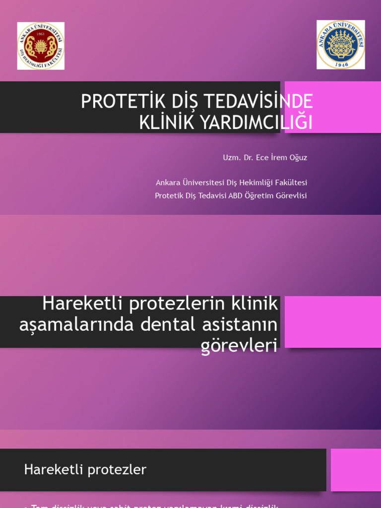 Ders 8-Tam Protezlerin Klinik Aşamalarında Dental Asistanın Görevleri | PDF