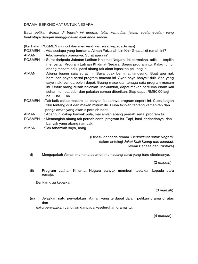 Latihan Komsas | PDF