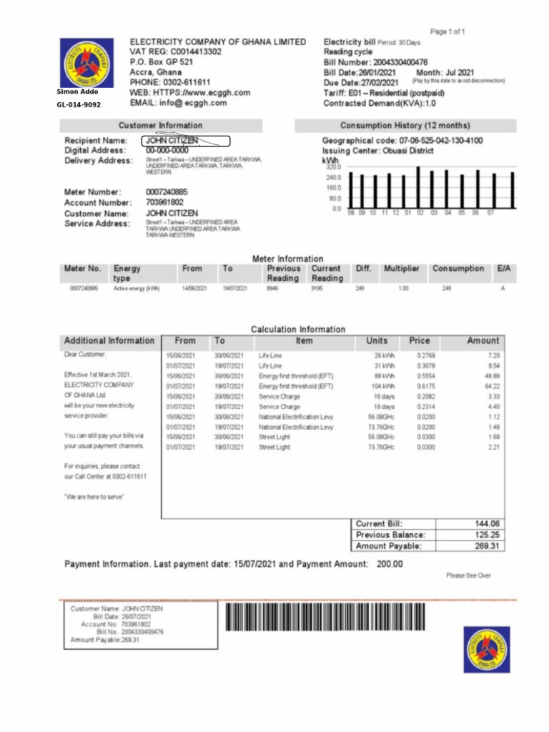 Updated Electricity Bill | PDF