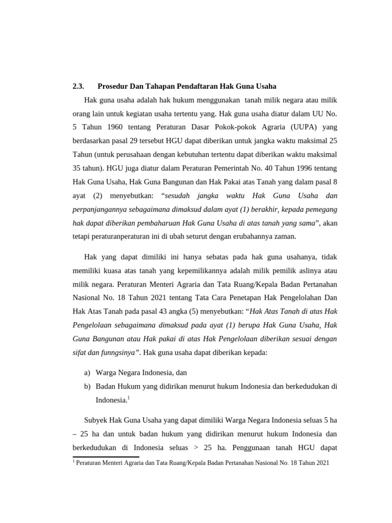 Panduan Pendaftaran HGU | PDF