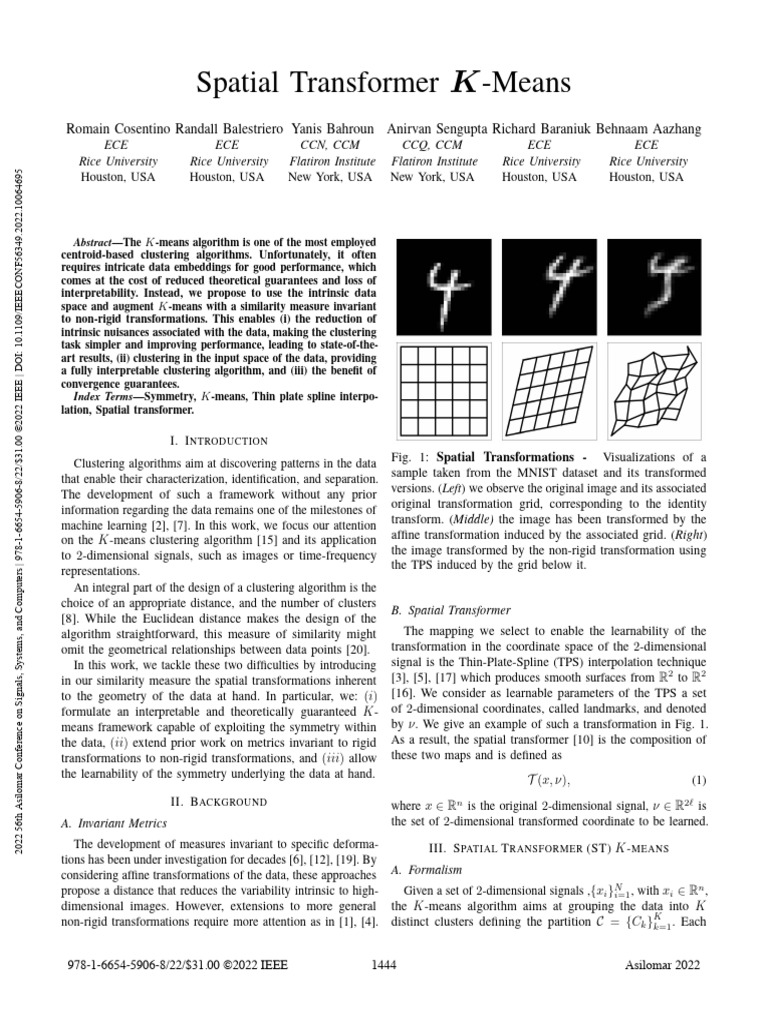Spatial Transformer K-Means | PDF | Cluster Analysis | Artificial ...