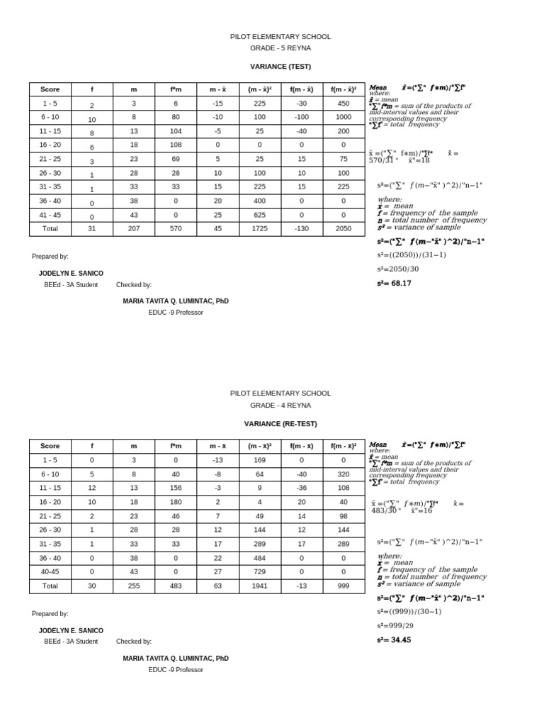 Variance | PDF | Variance | Statistical Theory
