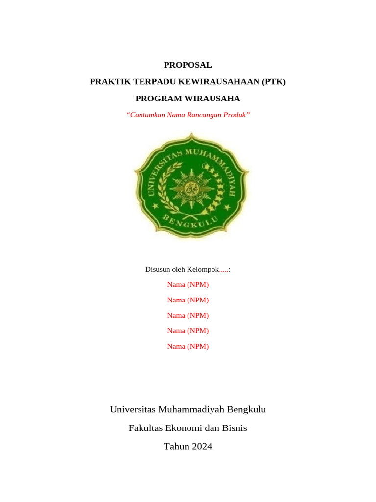 Format penulisan Proposal PTK Wirausaha | PDF