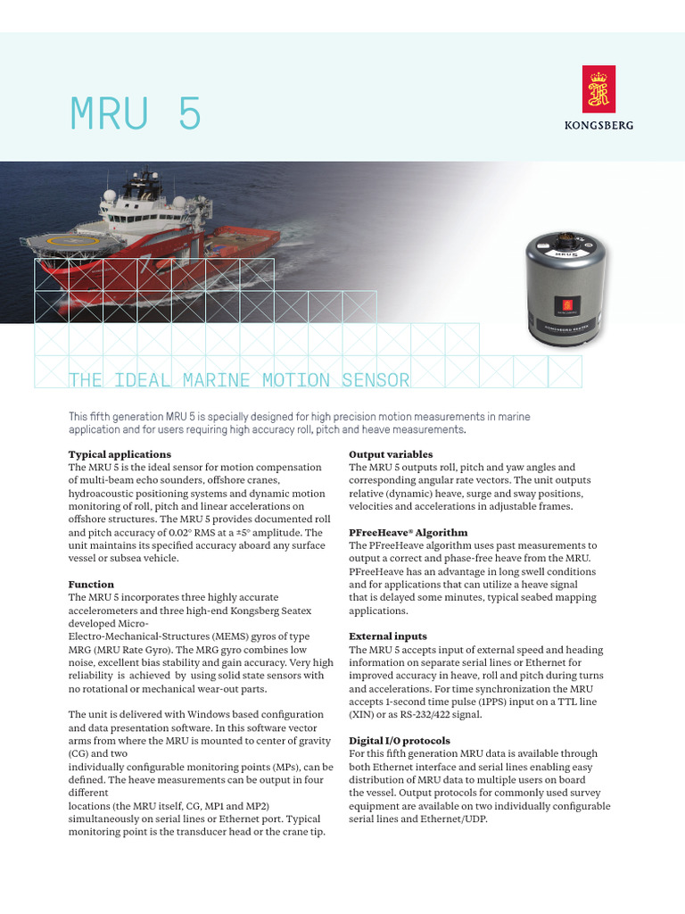 Mru 5 - Ideal Marine Motion Sensor | PDF | Gyroscope | Acceleration