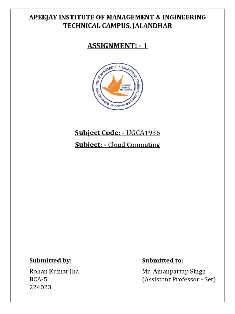 Cloud Computing Assignment 1 | PDF Cloud Computing Assignment 1 | PDF