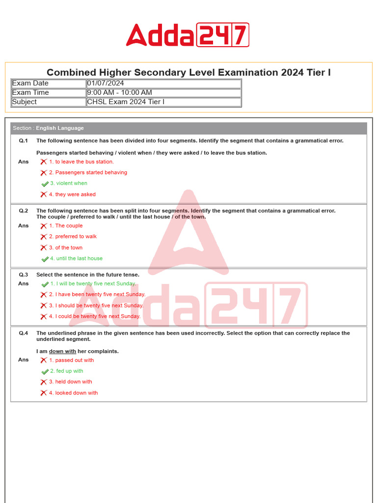 SSC CHSL Tier 1 Question Paper 2024 | PDF | Circle | Sphere