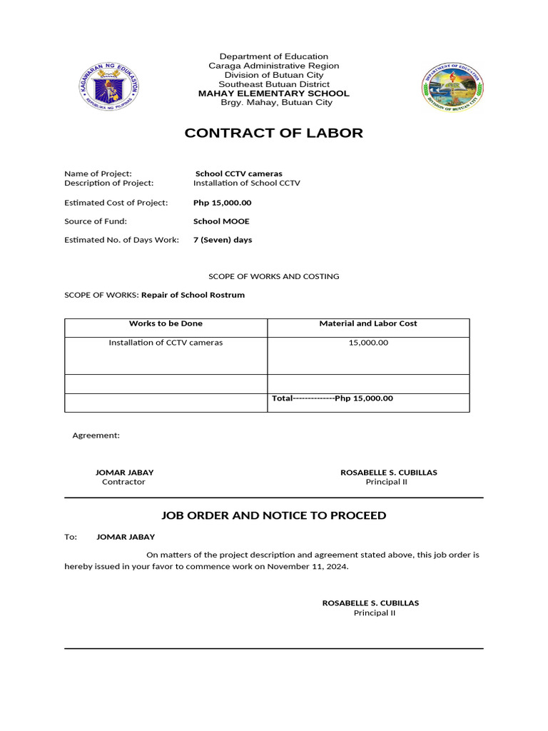 Contract of Labor | PDF