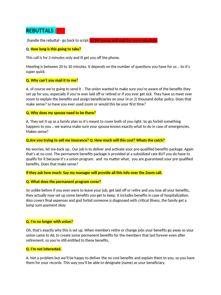 Master Sheet Rebuttals | PDF