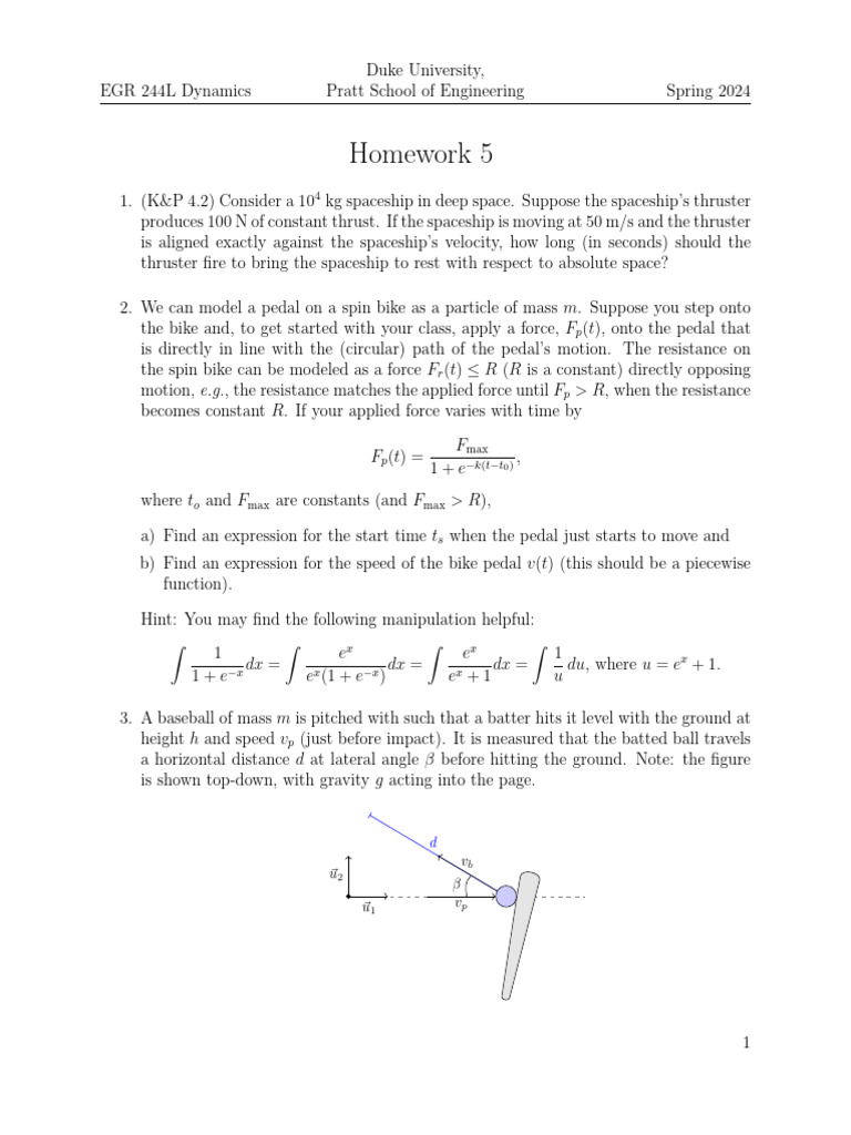 Dynamics Homework (4) | PDF | Classical Mechanics | Physics