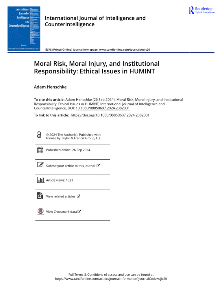 Moral Risk Moral Injury and Institutional Responsibility Ethical Issues ...