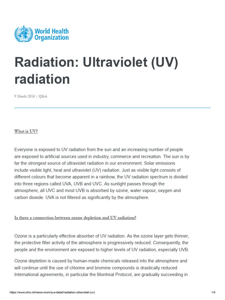 Understanding Ultraviolet (UV) Radiation | PDF | Ultraviolet | Ozone ...